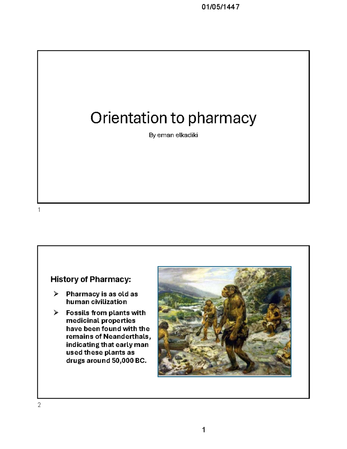Orientation to Pharmacy: Lecture 1 & 2 by Eman Elkadiki - Studocu