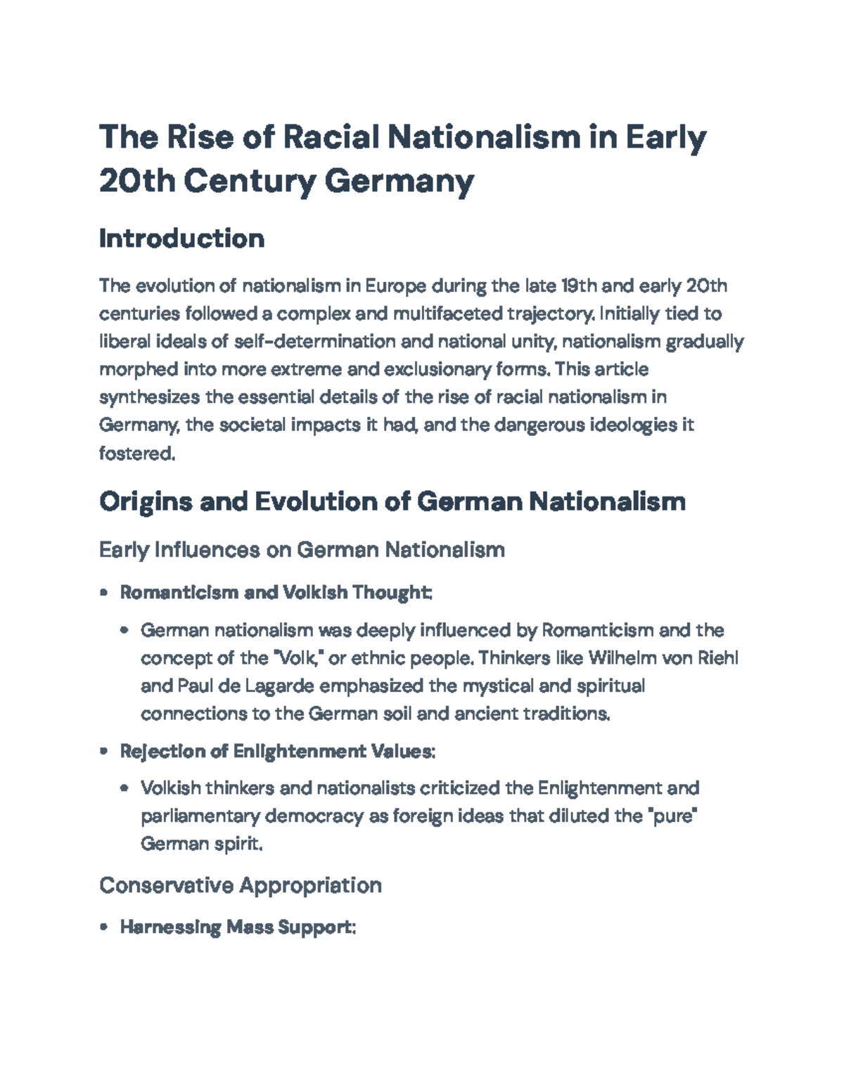 The Impact of Racial Nationalism in Early 20th Century Germany - Studocu