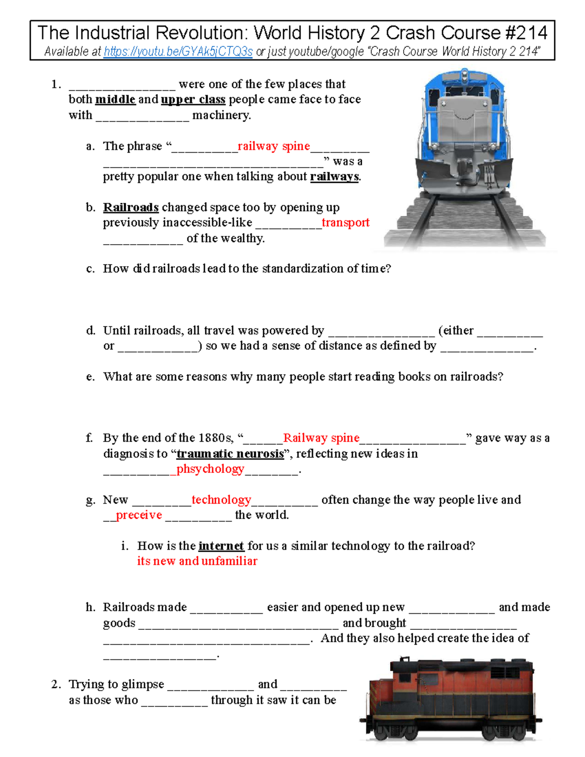 Crash Course World History 2: The Industrial Revolution Insights - Studocu