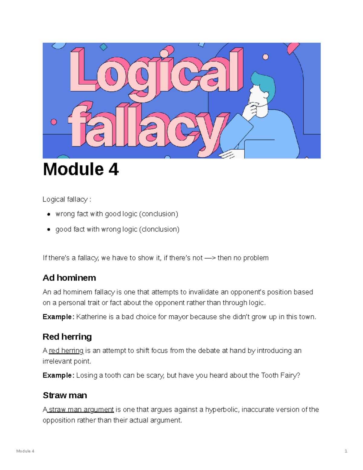 Logical fallacies (Module 4) - Module 4 Logical fallacy : wrong fact ...