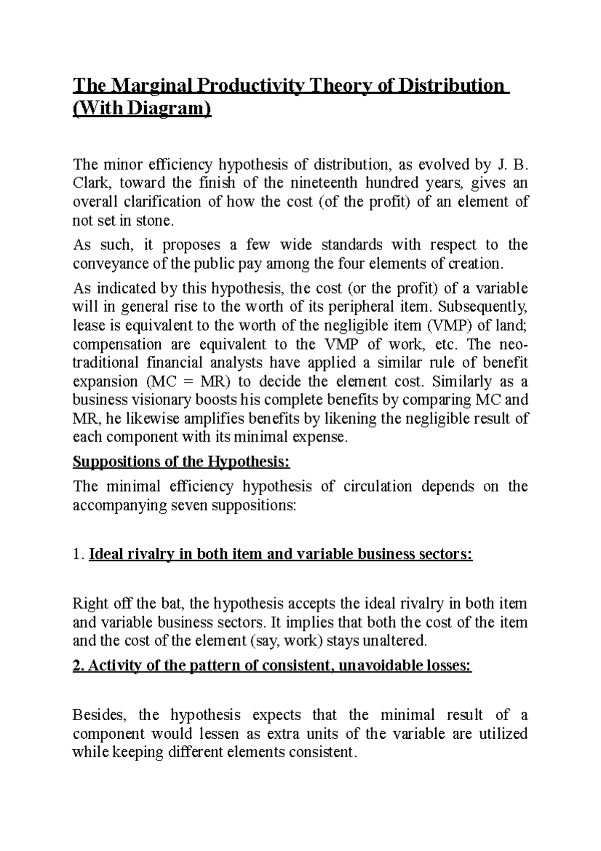 The Marginal Productivity Theory of Distribution: Key Concepts ...