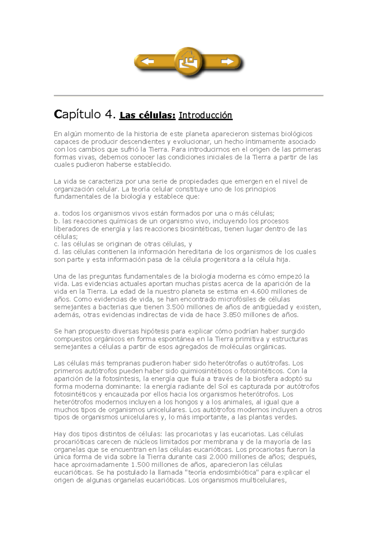 Capítulo 4: Introducción a las Células y su Evolución - Biología 101 ...