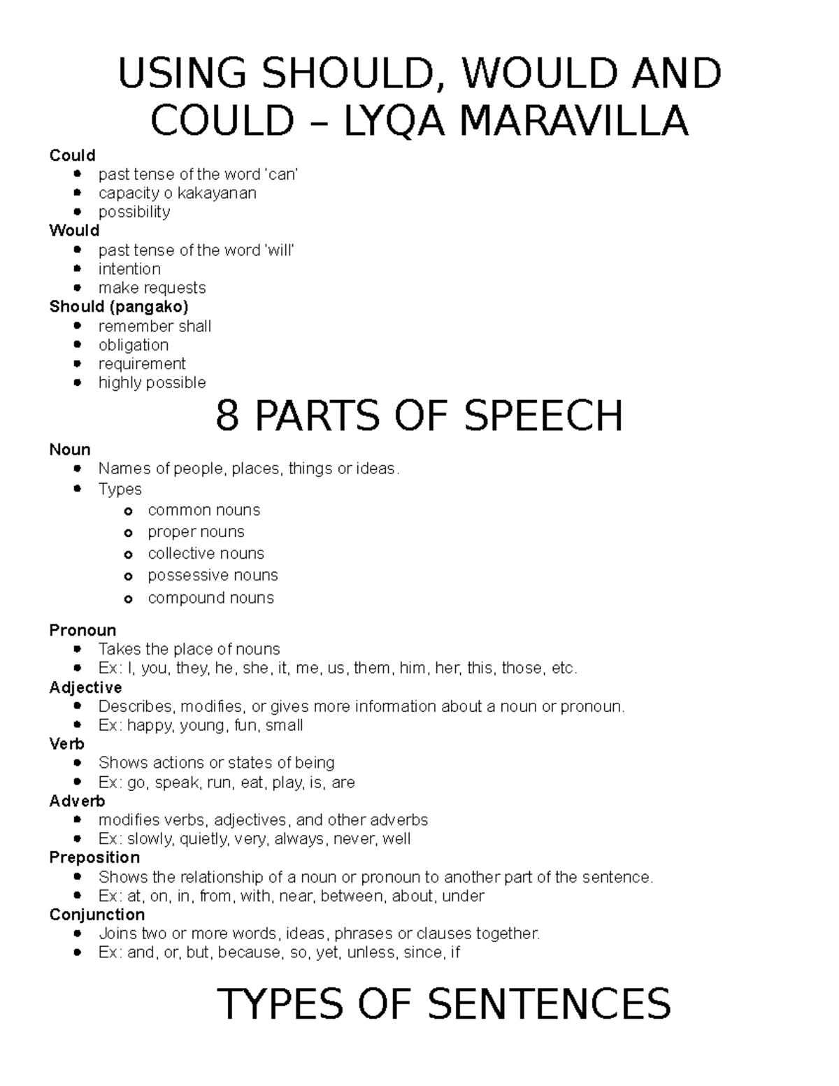English Grammar - Lecture notes 10 - USING SHOULD, WOULD AND COULD ...