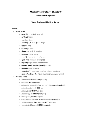 Word Parts and Medical Terms Ch. 11 - Medical Terminology: Chapter 11 ...