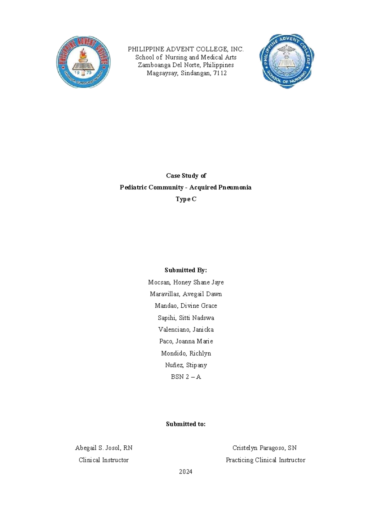 PCAP-C-G5 Case Study: Pediatric Community Acquired Pneumonia Analysis - Studocu