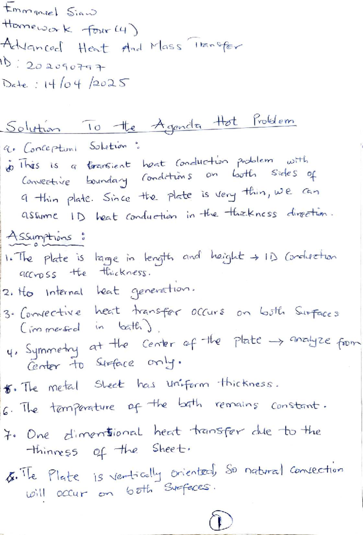 MMQNEL L4: Transient Heat Conduction in a Thin Plate - Studocu
