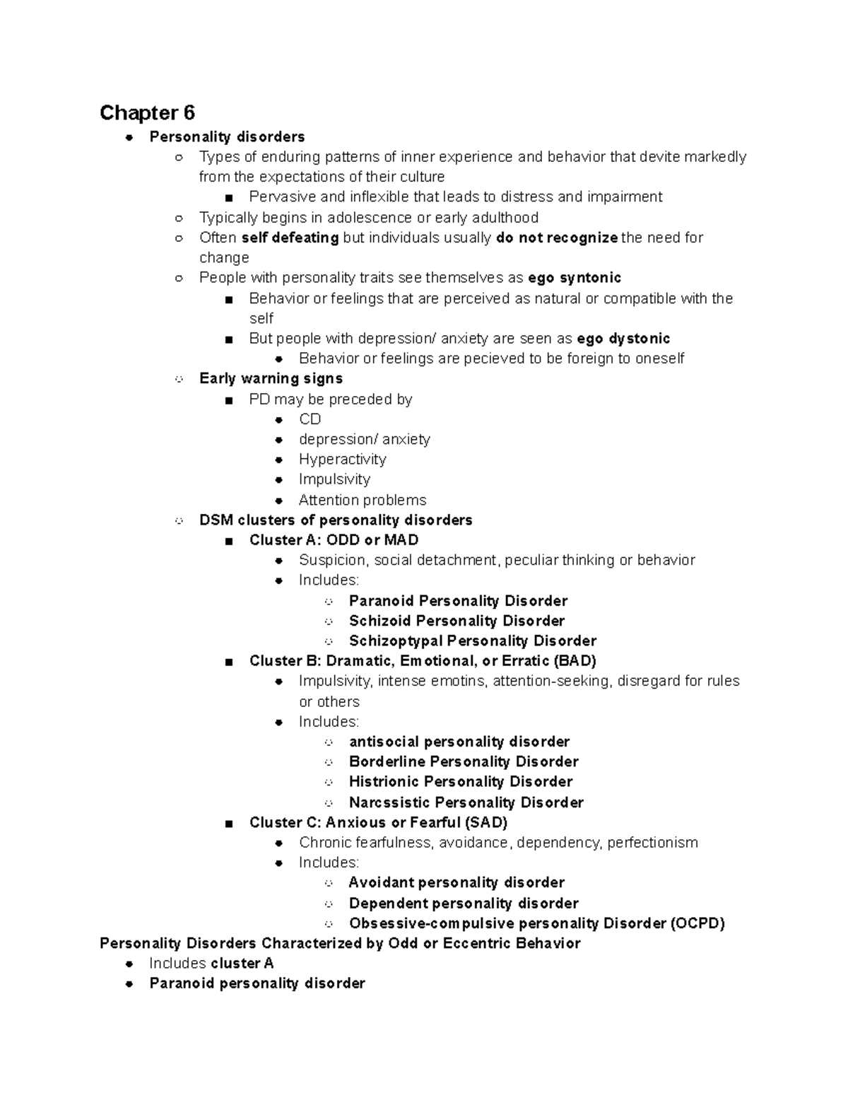 Psych 239 Final Exam Notes: Understanding Personality Disorders - Studocu