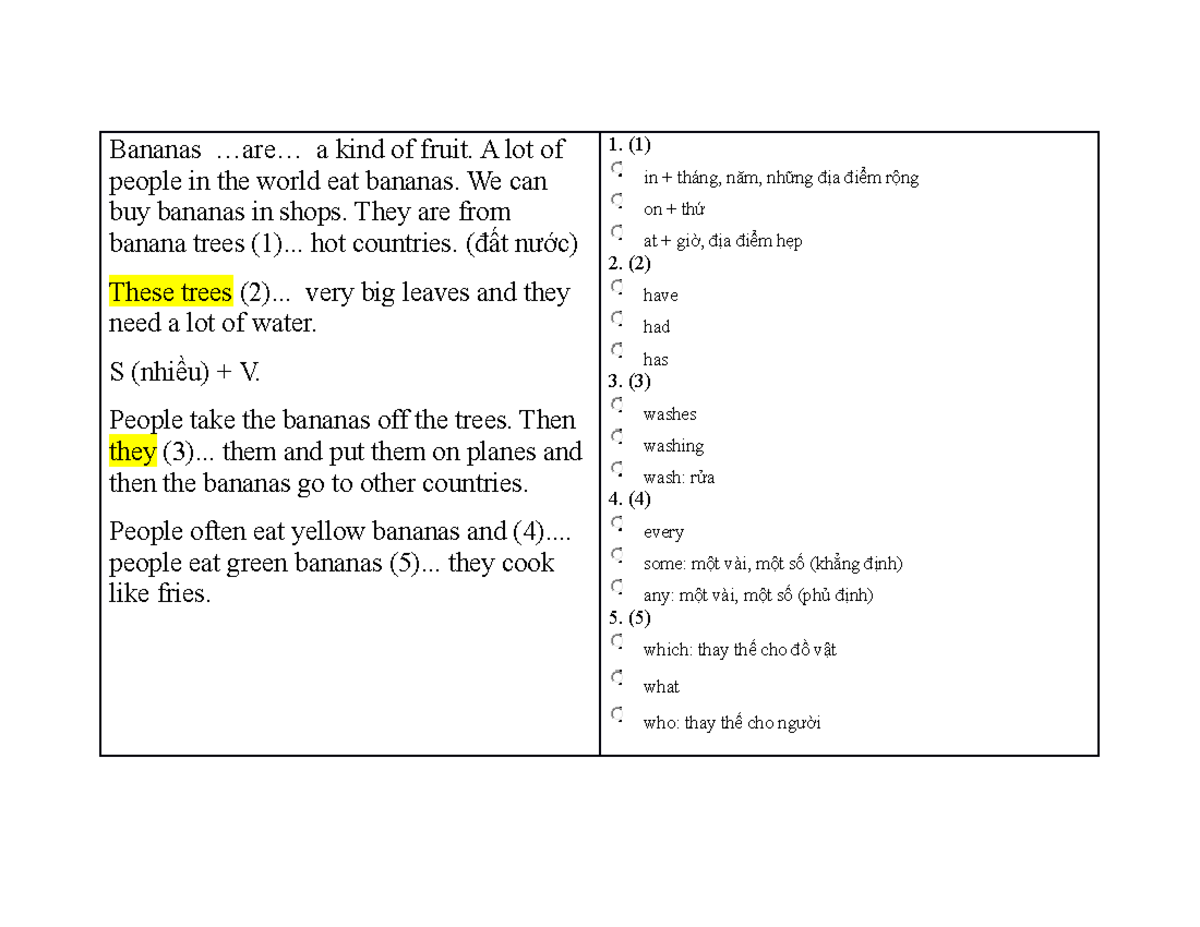Reading and Writing, Flyers - Bananas ..... a kind of fruit. A lot of ...