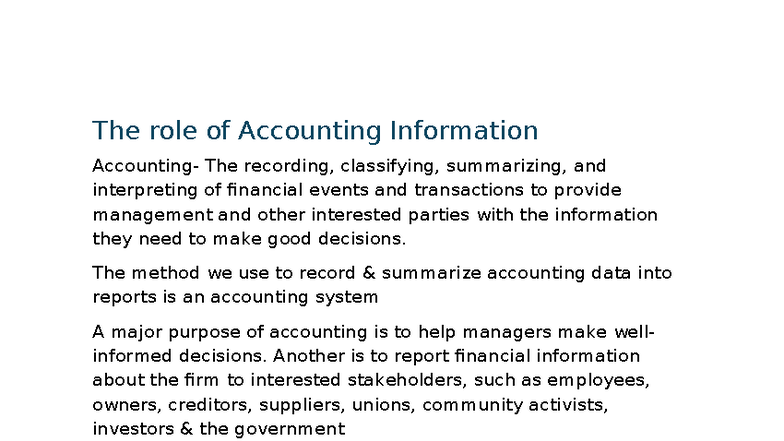 Comprehensive Guide to ACC 101: Accounting Principles & Financial ...