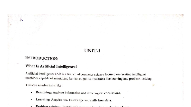 IML Unit 1 - Introduction to Artificial Intelligence and Machine Learning - Studocu