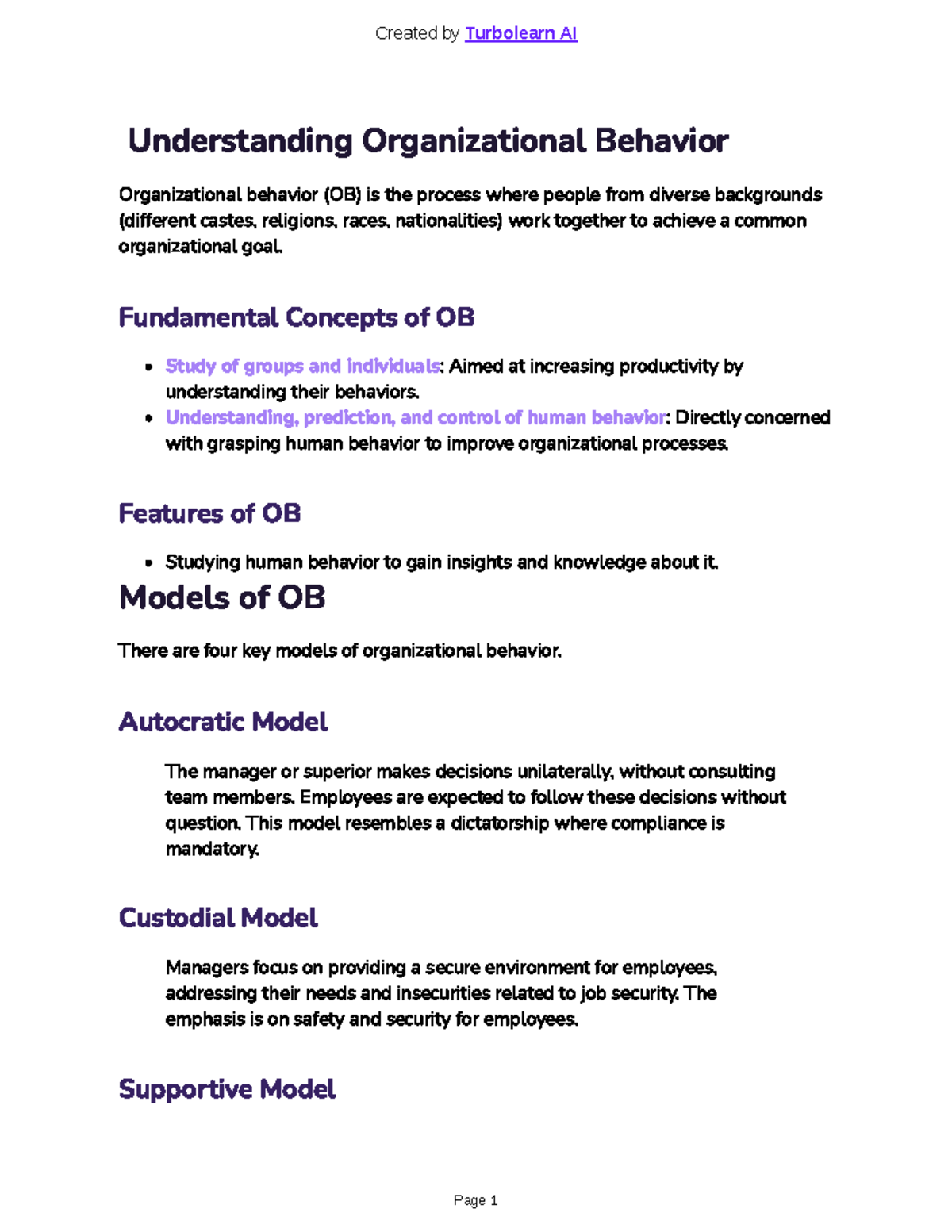 Organizational Behavior (OB) Overview: Concepts, Models, and Strategies ...