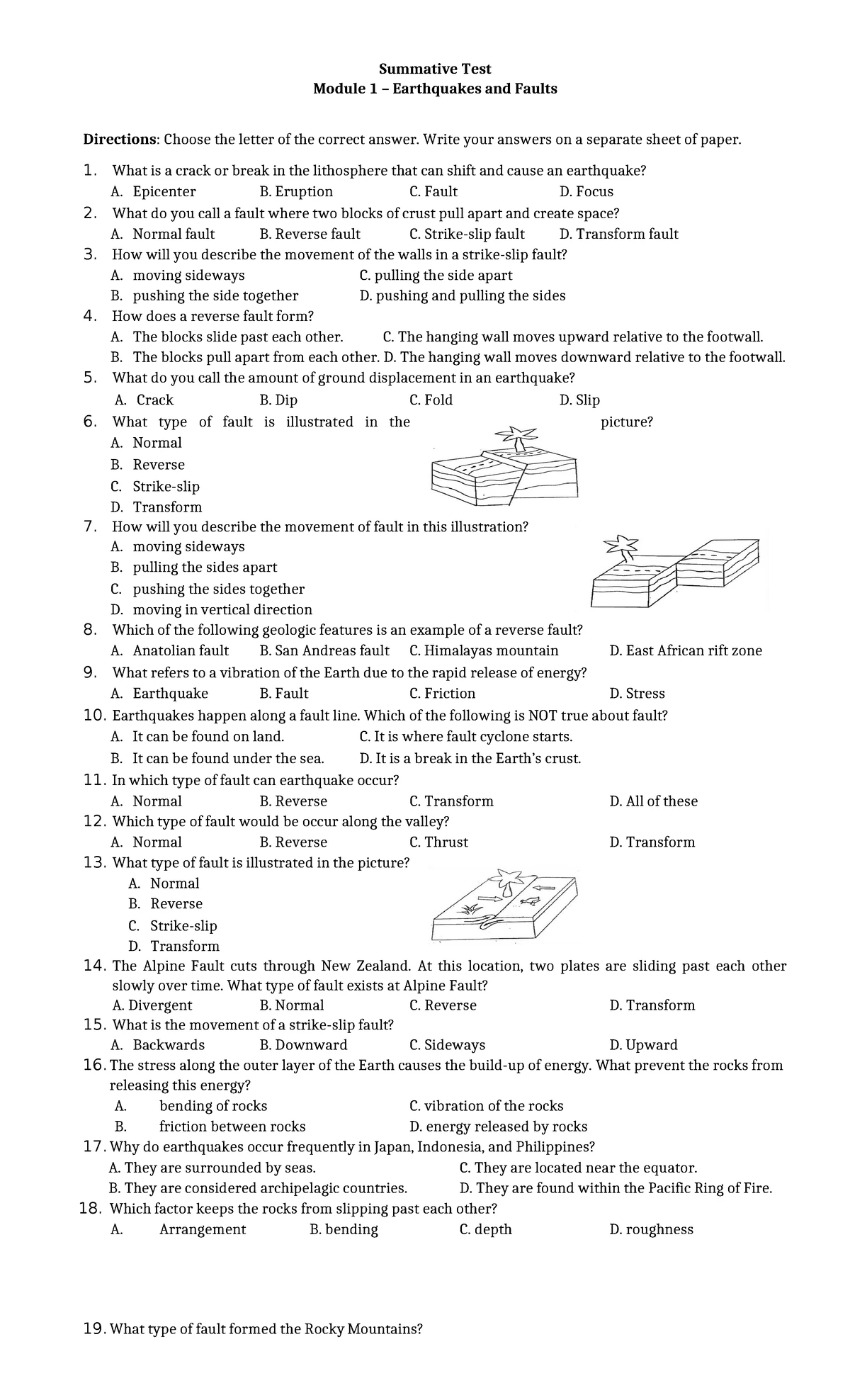 Summative Test in Earth Science 8 - Module 3: Earthquake Waves - Studocu