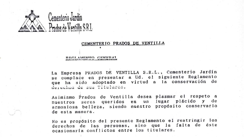 Reglamento General del Cementerio Jardín Prados de Ventilla S.R.L. - Studocu