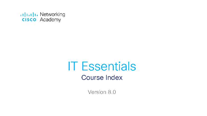 ITE 8.0 Full Course Index and Table of Contents 2023 - Studocu