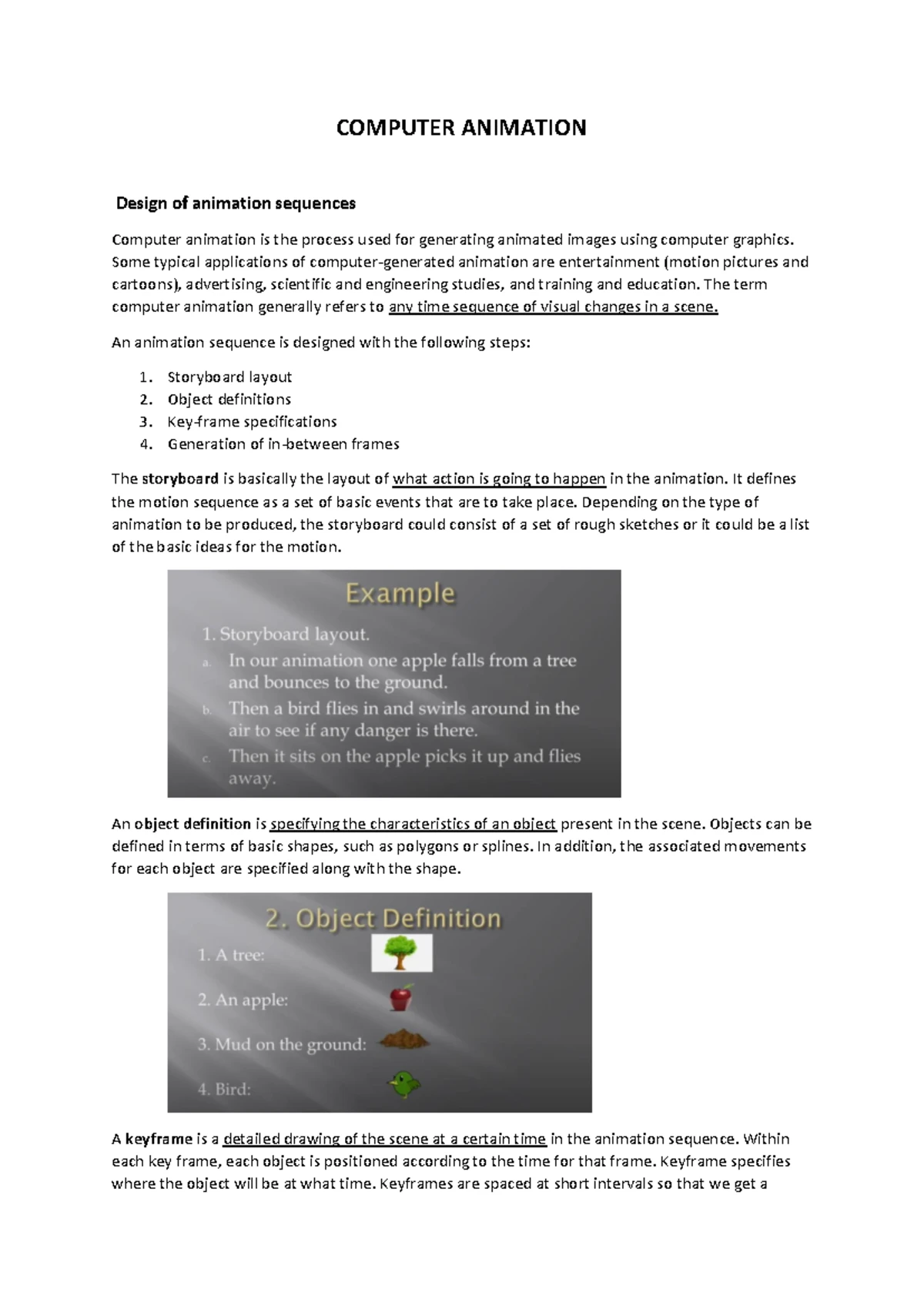 Design Of Animation Sequence School Of Computer Science Ug Computer Graphics Design Of