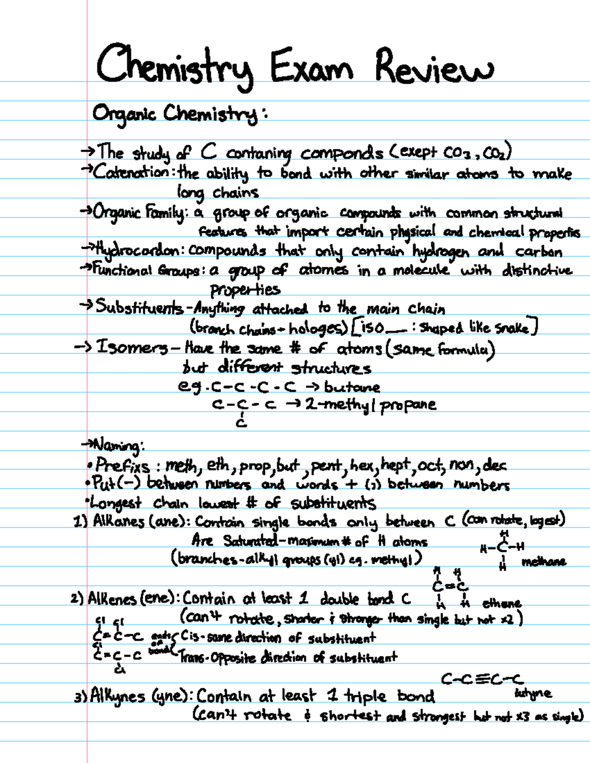 Chemistry Exam Review - Chemistry Exam Review Organic Chemistry The ...