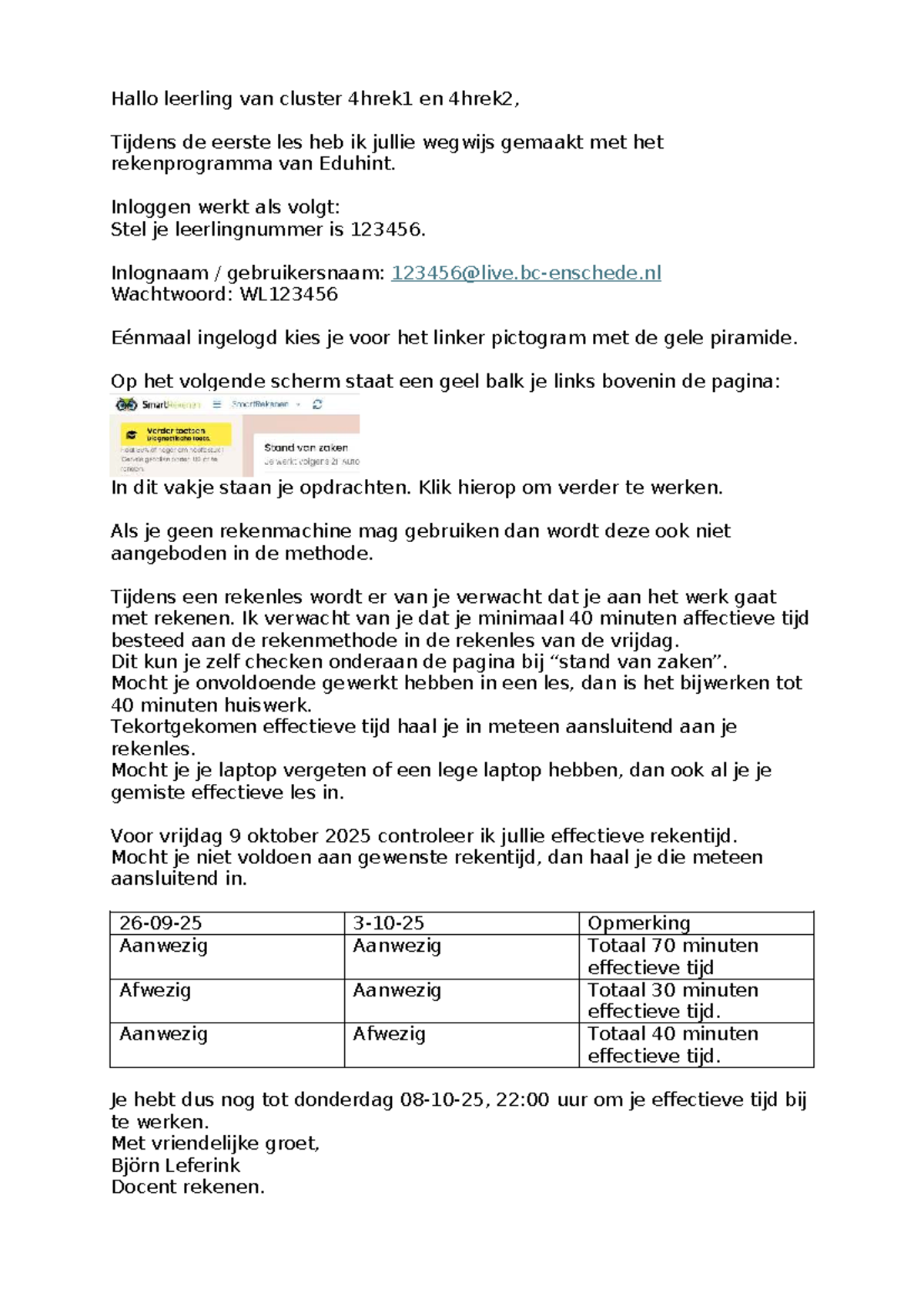 Instructies voor Rekenen 4h: Effectieve Tijd en Inloggen - Studeersnel