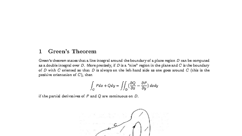 Green's Theorem: Line Integrals and Double Integrals Explained - Studocu