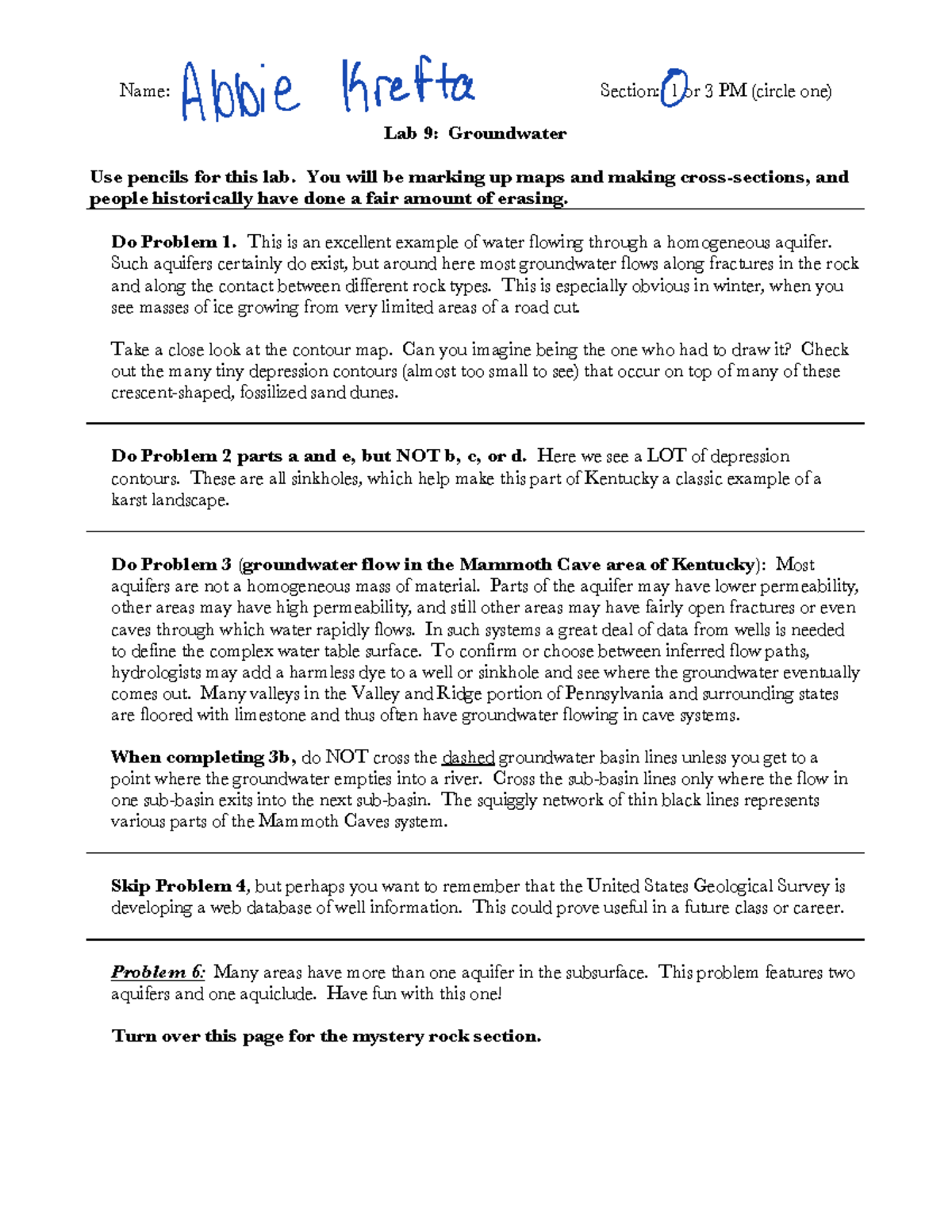 Lab 09: Groundwater Analysis with Questions & Answers from Textbook ...