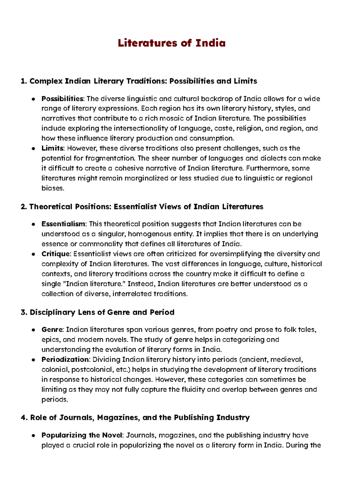 Literatures of India: A Comprehensive Overview of Traditions and Themes ...