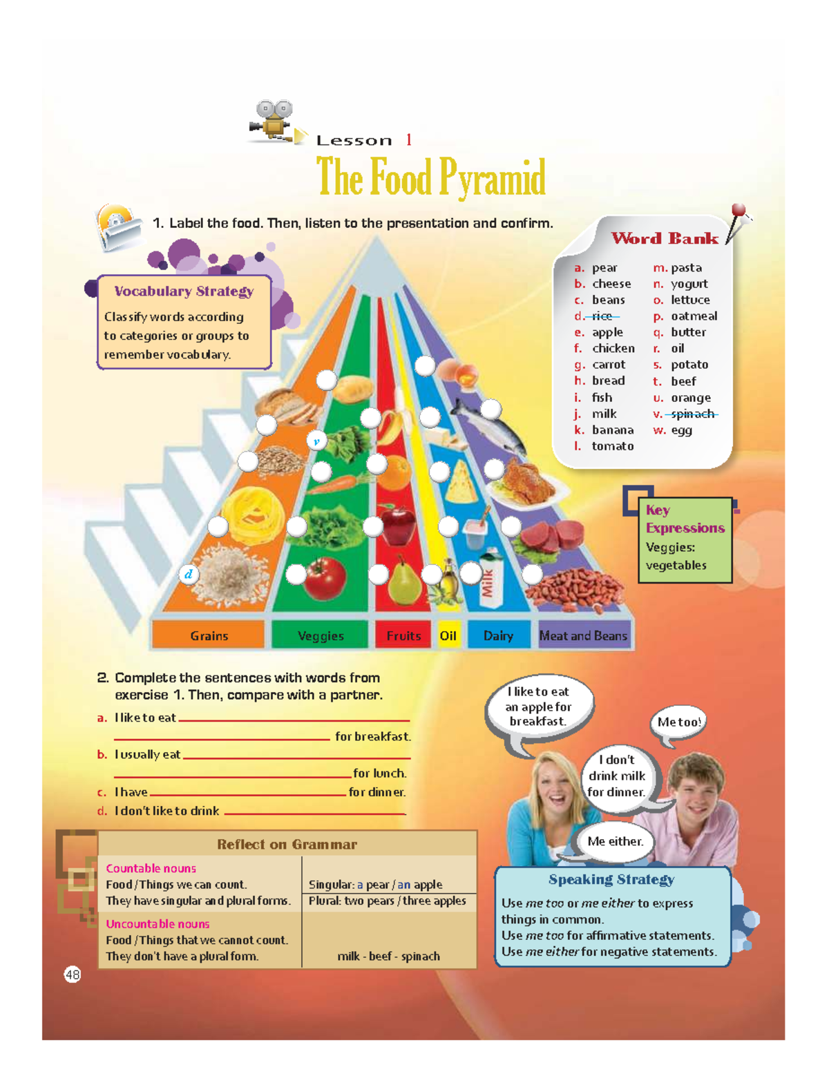 Lesson 1: The Food Pyramid and Vocabulary Strategies (9th Grade) - Studocu