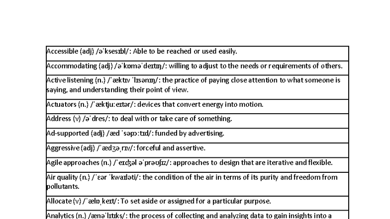 CTD2 Vocabulary List: Key Terms and Definitions - Studocu