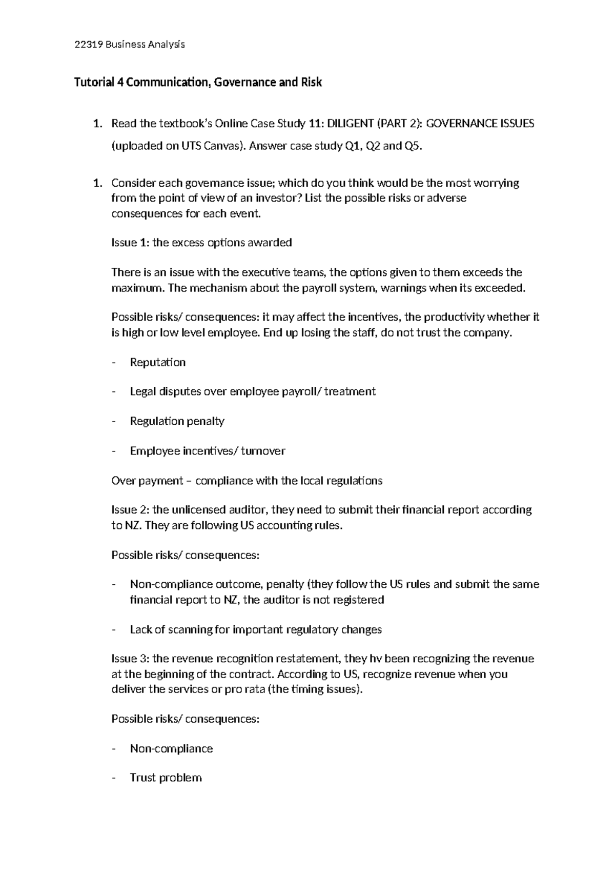 BA W4 tuts - business analysis notes 2021 2022 - 22319 Business ...