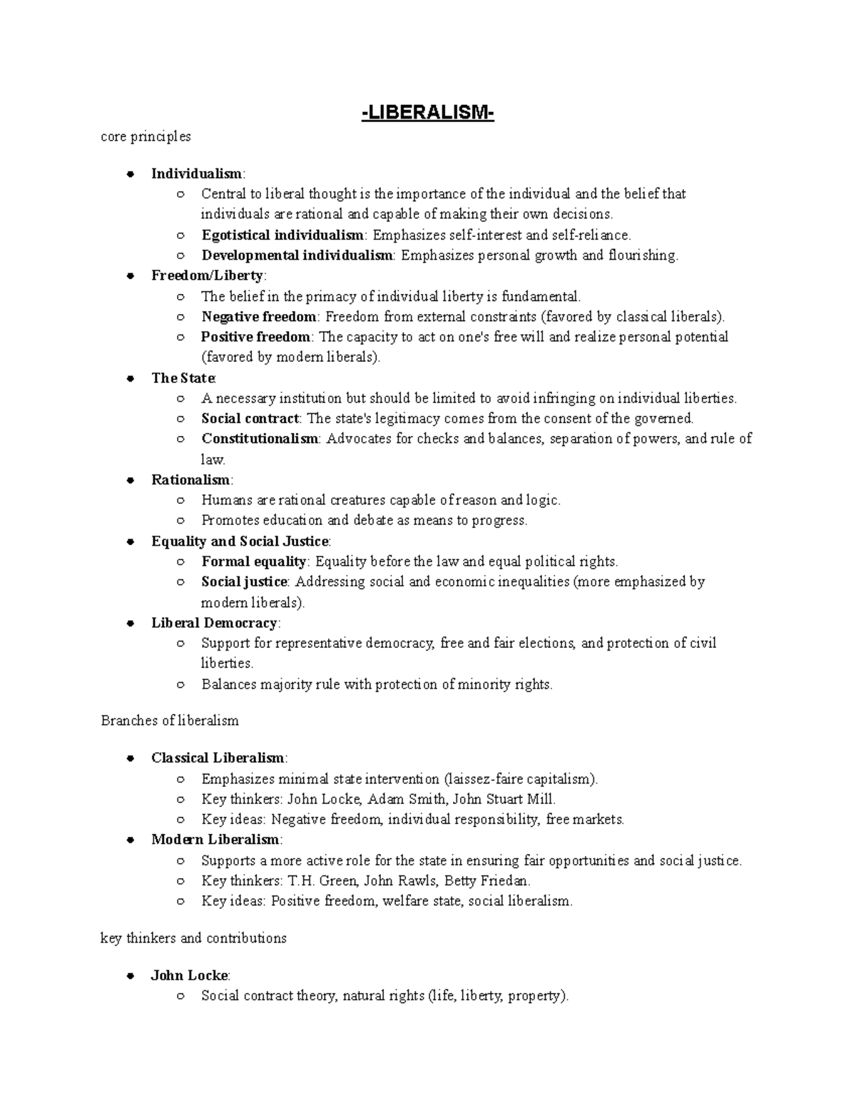 Liberalism in A-Level Politics: Key Principles & Thinkers Overview ...