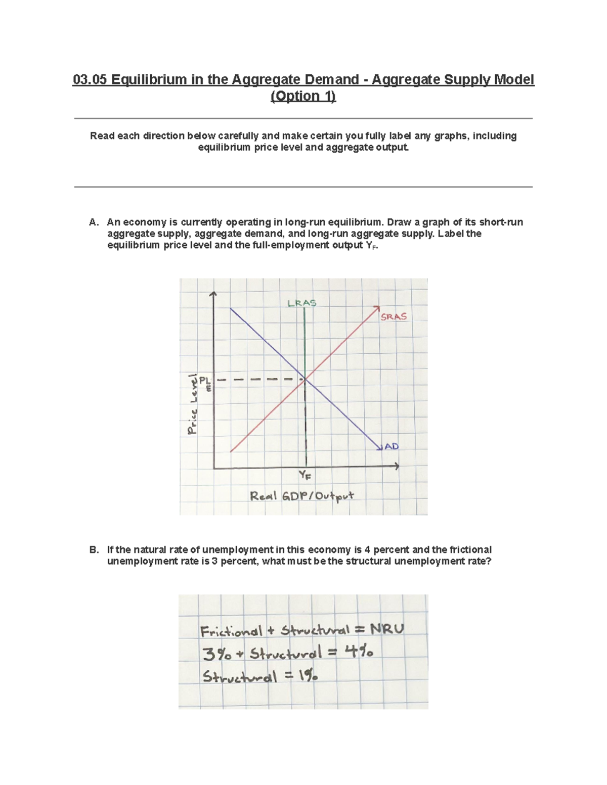 3.05 Aggregate Demand & Supply Model: Equilibrium & Unemployment ...