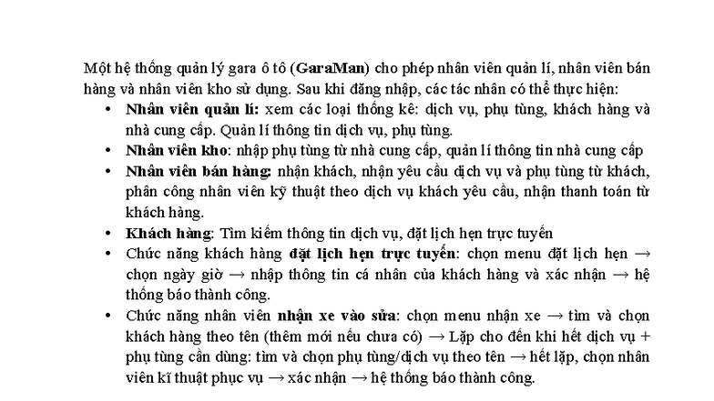 Phân Tích Thiết Kế Hệ Thống Thông Tin GaraMan (GaraMan) - Studocu