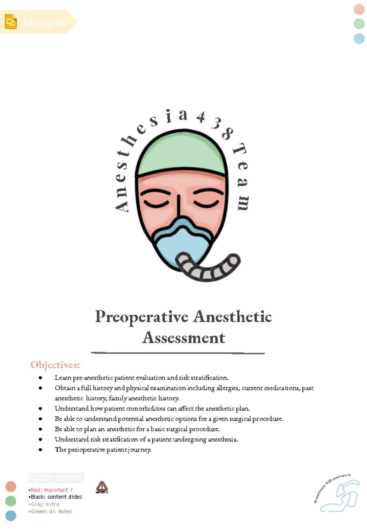Anasthesia - Editing file Preoperative Anesthetic Assessment A n e s t ...