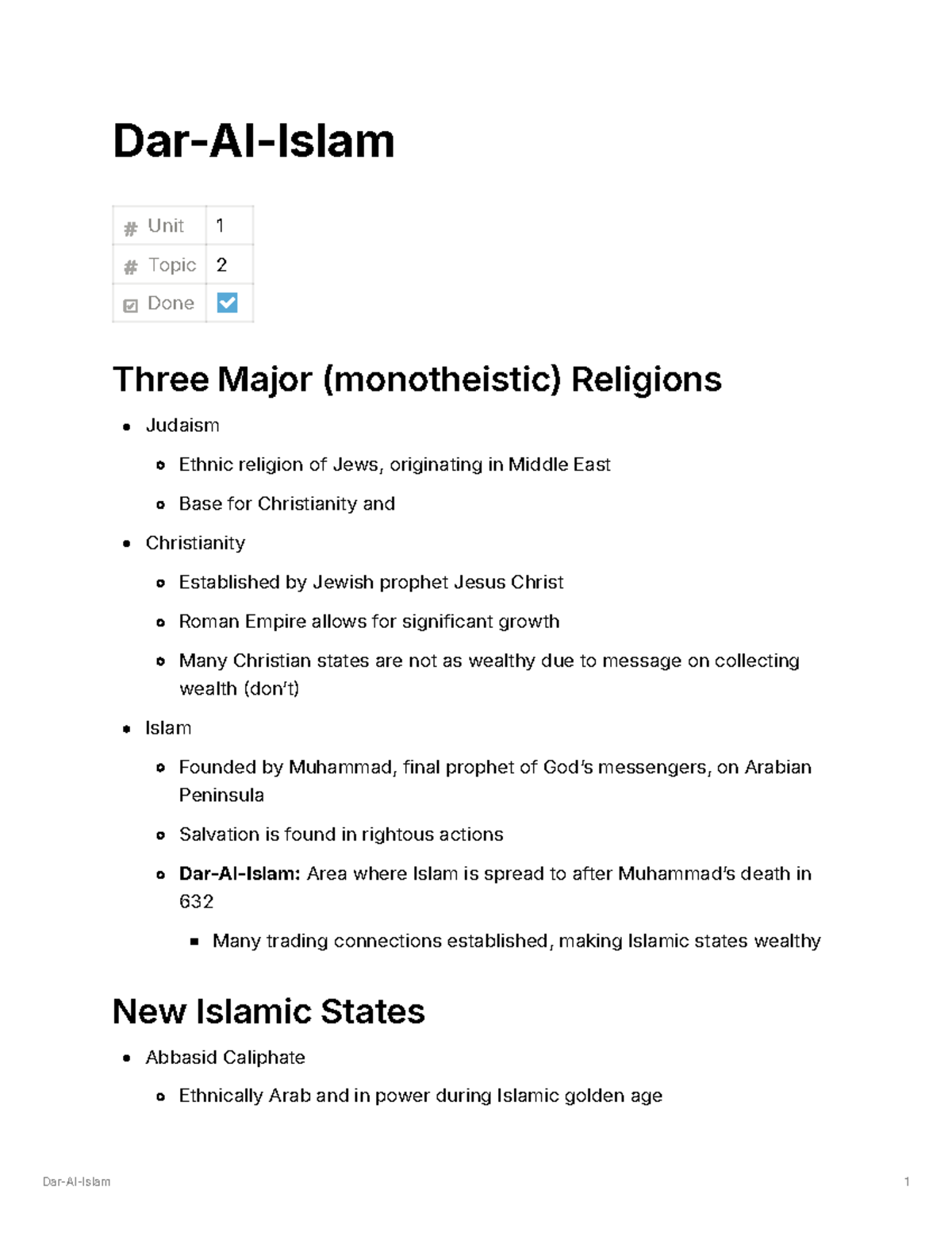Dar-Al-Islam - From Heimler's History - Dar-Al-Islam Unit 1 Topic 2 ...