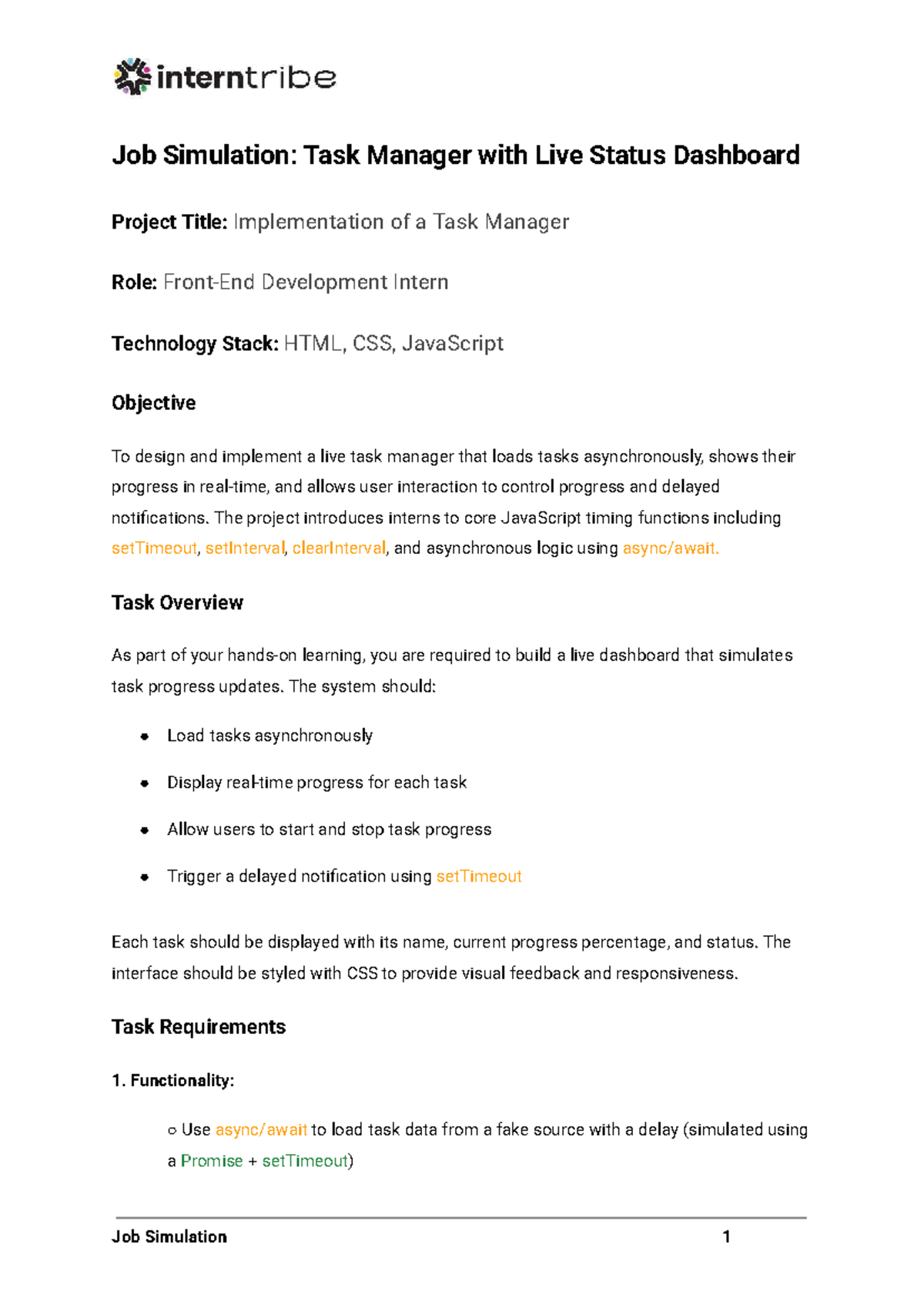 Job Simulation: Live Task Manager Development Project - Studocu