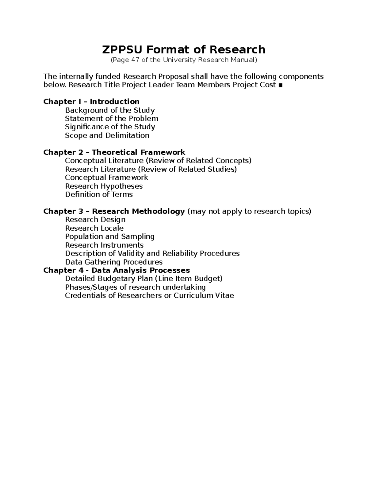 ZPPSU Research Proposal Format Guidelines - Studocu