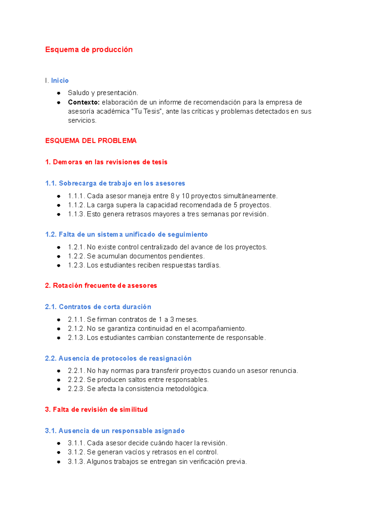 Esquema de Producción: Informe de Recomendación para PC1 - Studocu