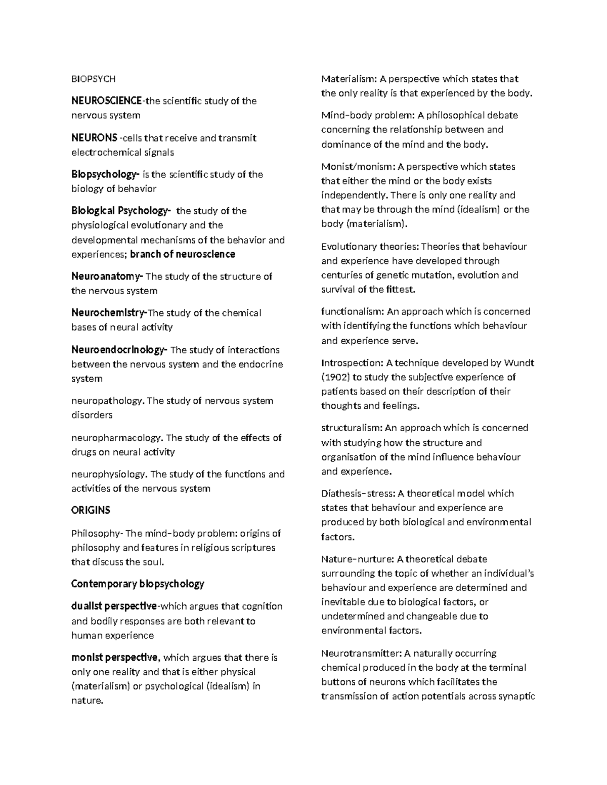 Biopsych Reviewer - BIOPSYCH NEUROSCIENCE-the scientific study of the ...