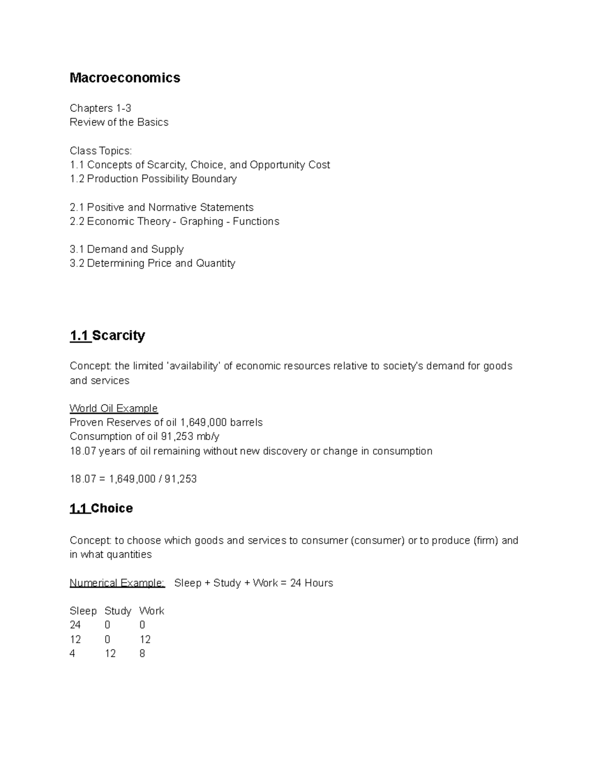 1103 Macroeconomics Course Notes - Macroeconomics ####### Chapters 1 ...