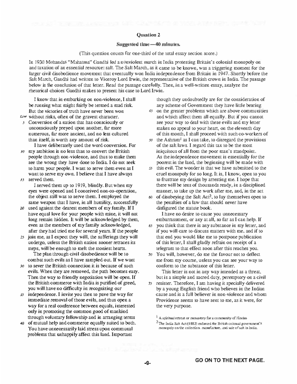 Gandhi RA Essay Prompt: Analyzing Rhetorical Choices in His Letter ...