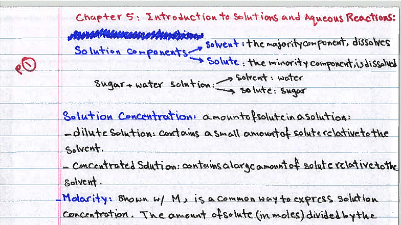 Chapter 5: Solutions and Aqueous Reactions Overview - Studocu