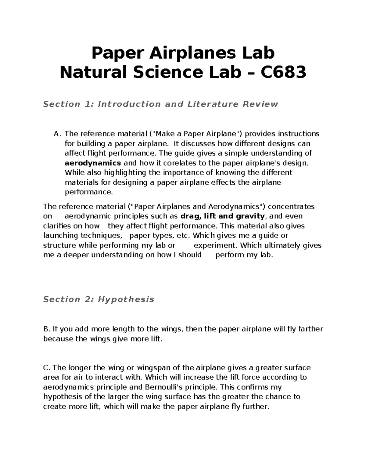 Paper Airplanes Lab C683: Exploring Aerodynamics and Flight Performance ...