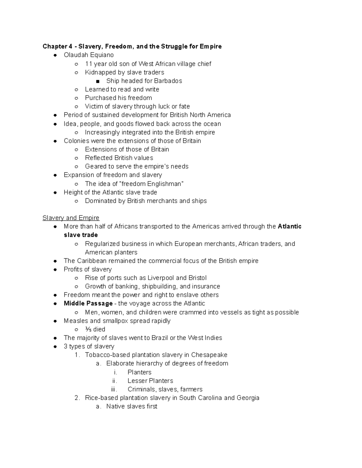 APUSH 4 Lecture Notes: Slavery, Freedom, and Empire Struggles - Studocu