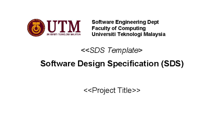 SCSJ2203 Software Design Specification (SDS) Template v4.1 - Studocu