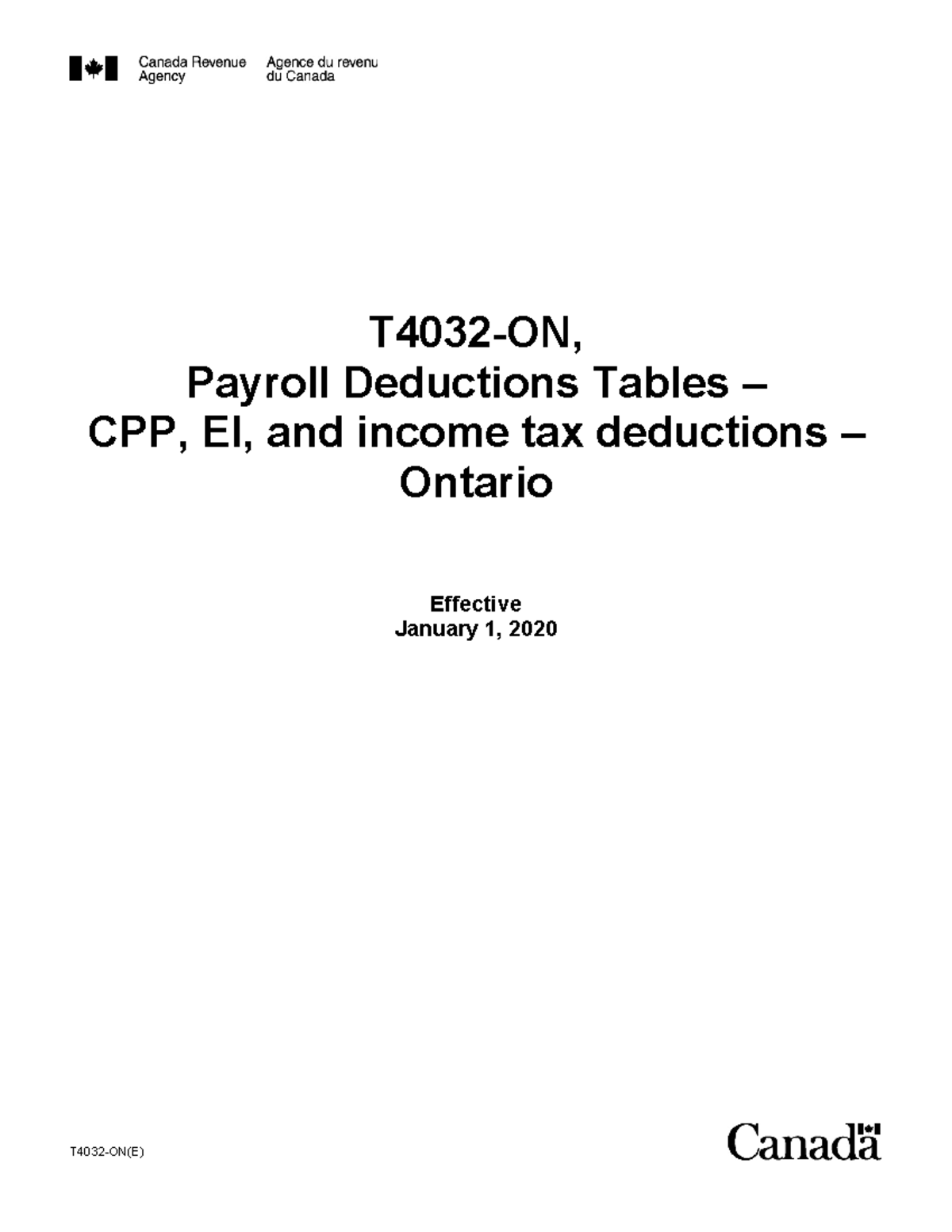 Payroll Deductions Tables T4032-ON for 2020: Key Updates and Guidelines ...
