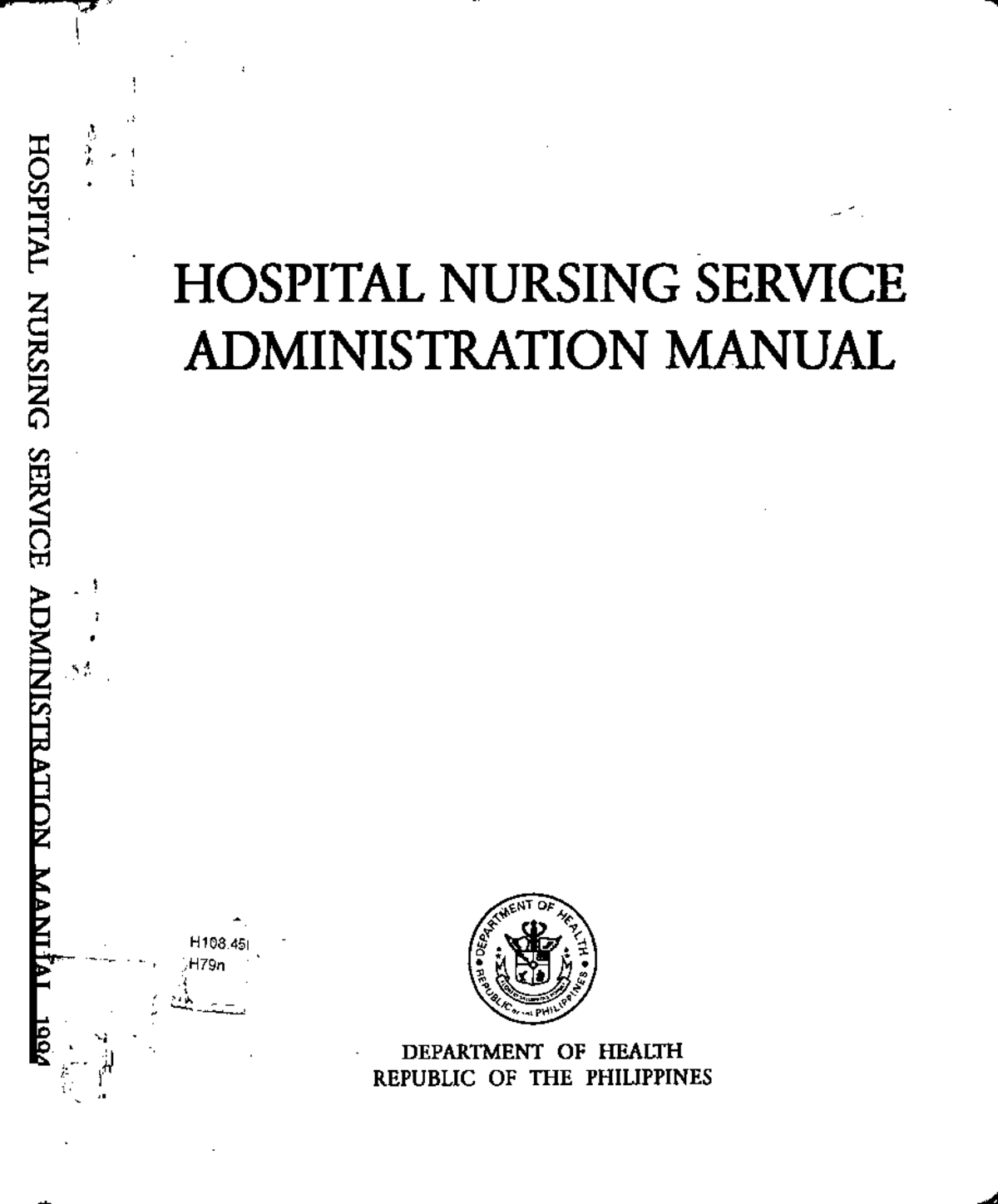 Hospital Nursing Service Administration Manual - "'I;J" FF ...