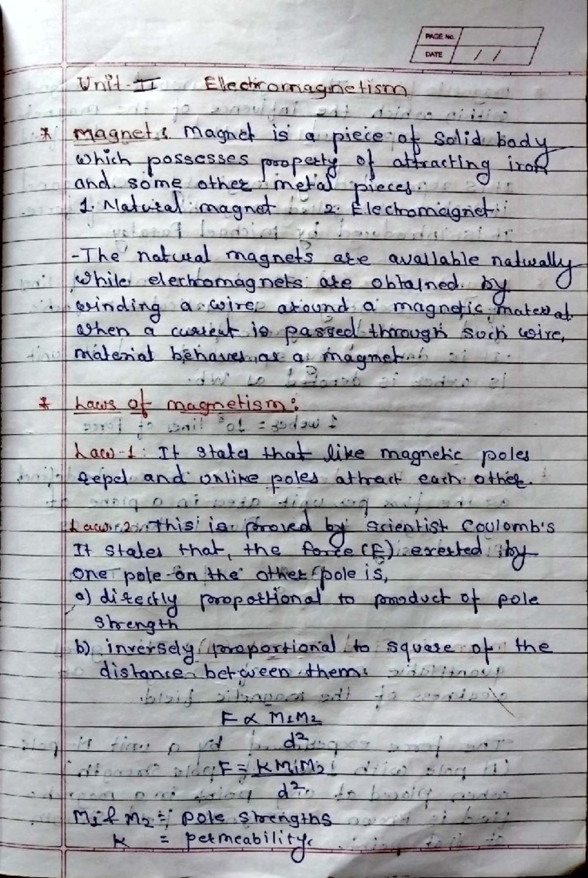 Unit II Electromagnetism Theory Notes: Key Concepts and Laws - Studocu