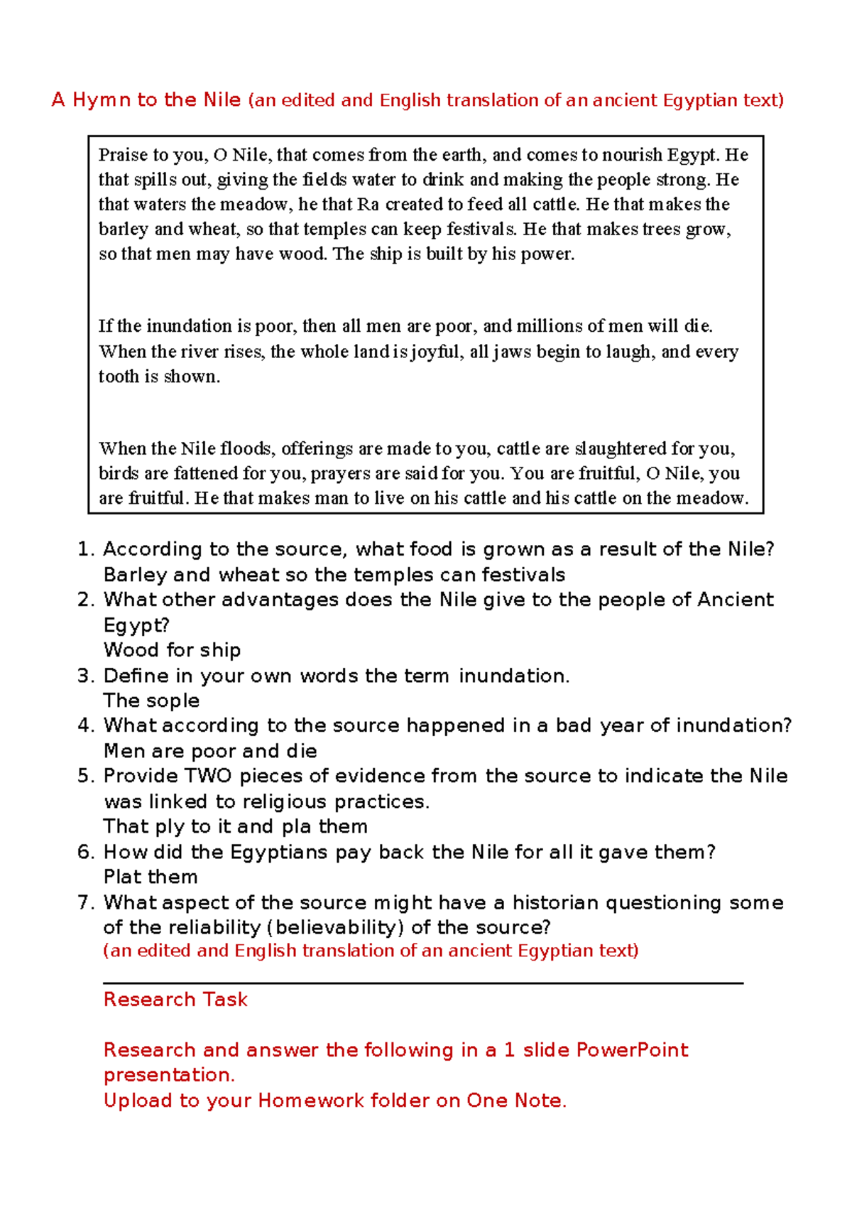 Hymn to the Nile: Nilometer Task (Assignment 1) Analysis and Insights ...