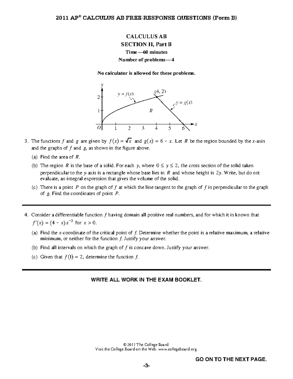 Ap11 volume & diff eq - klj - 2011 AP® CALCULUS AB FREE-RESPONSE ...