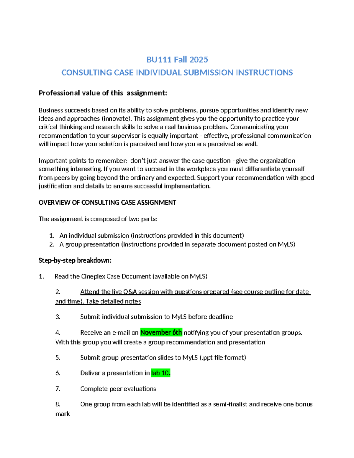 F25 Consulting Case Individual Submission Guidelines - Studocu