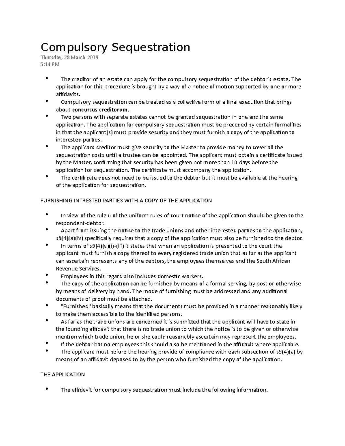 Compulsory Sequestration: Procedures and Requirements Explained - Studocu