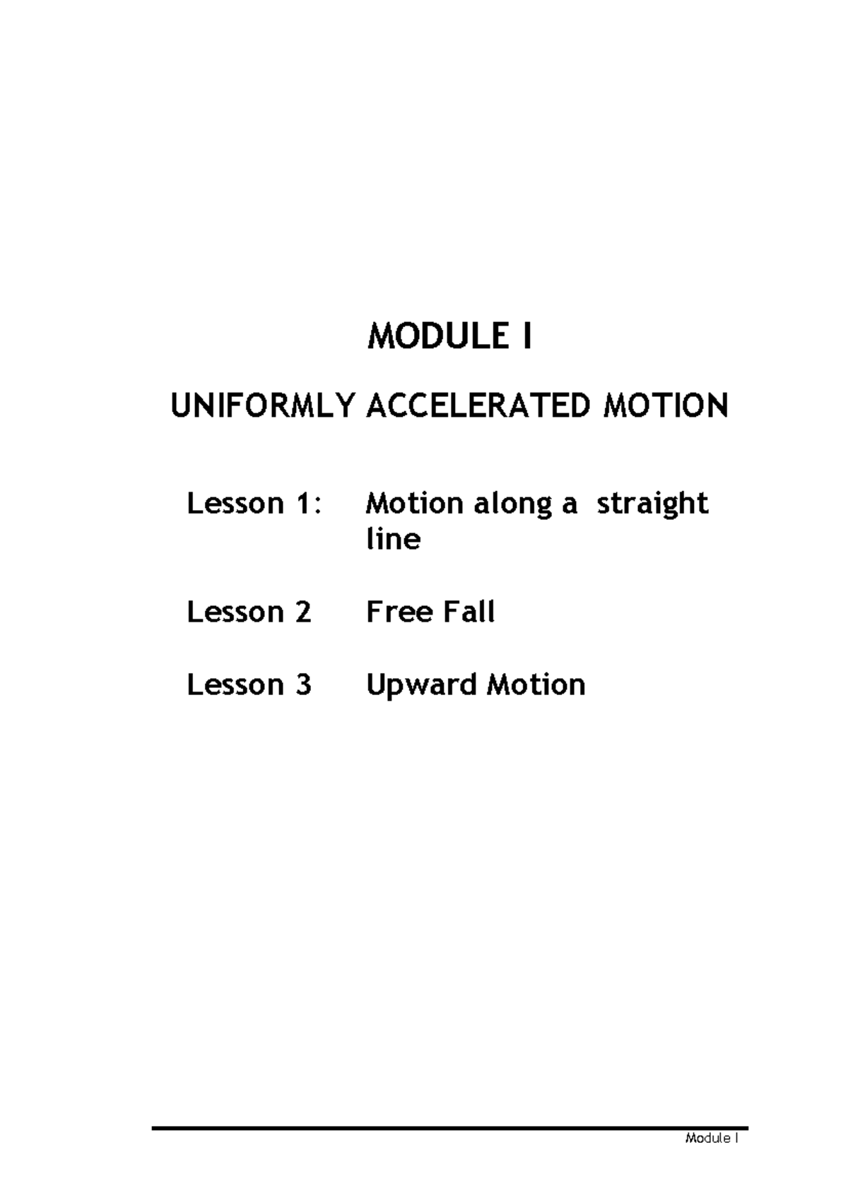 Physics 101 - Module 1: Lecture Notes on Uniformly Accelerated Motion ...